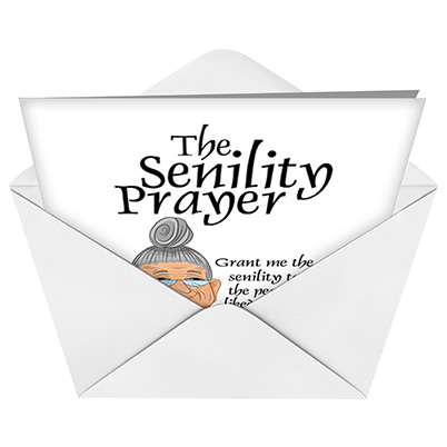 Senility Prayer Red Rocket Not Greeted Card