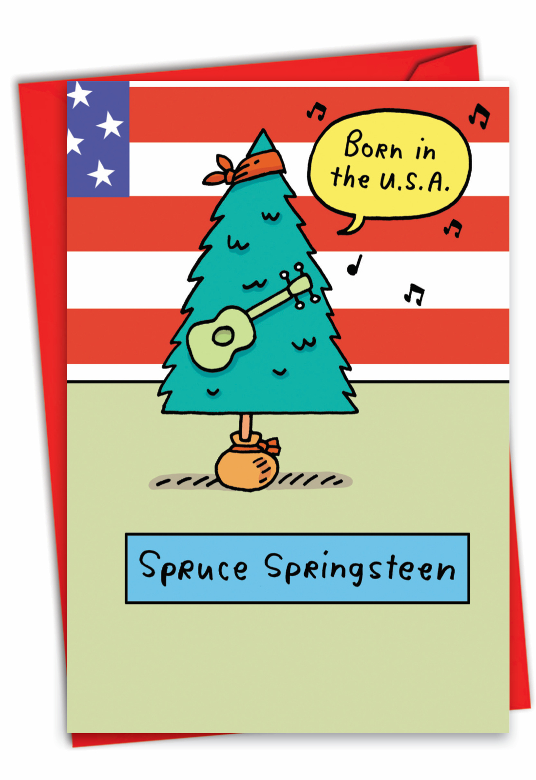 Spruce Springsteen: Funny Christmas Greeting Card