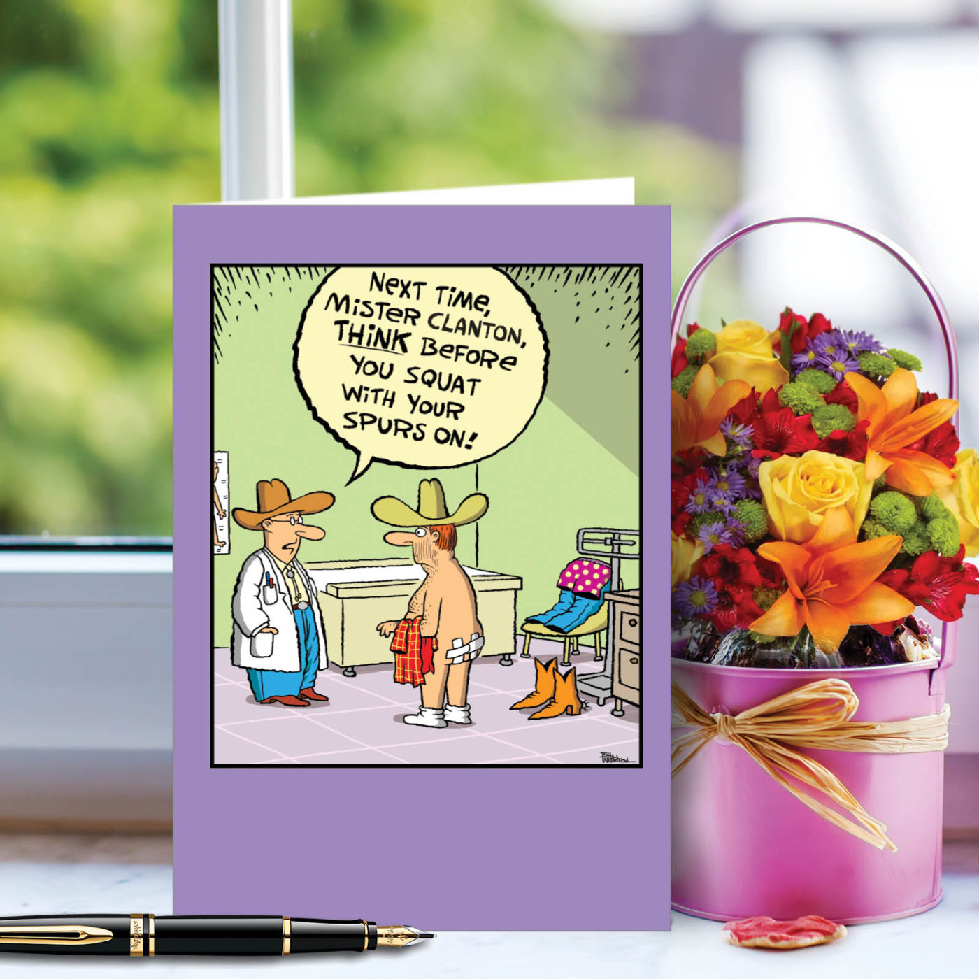 Spurs Squat: Humor Get Well Card