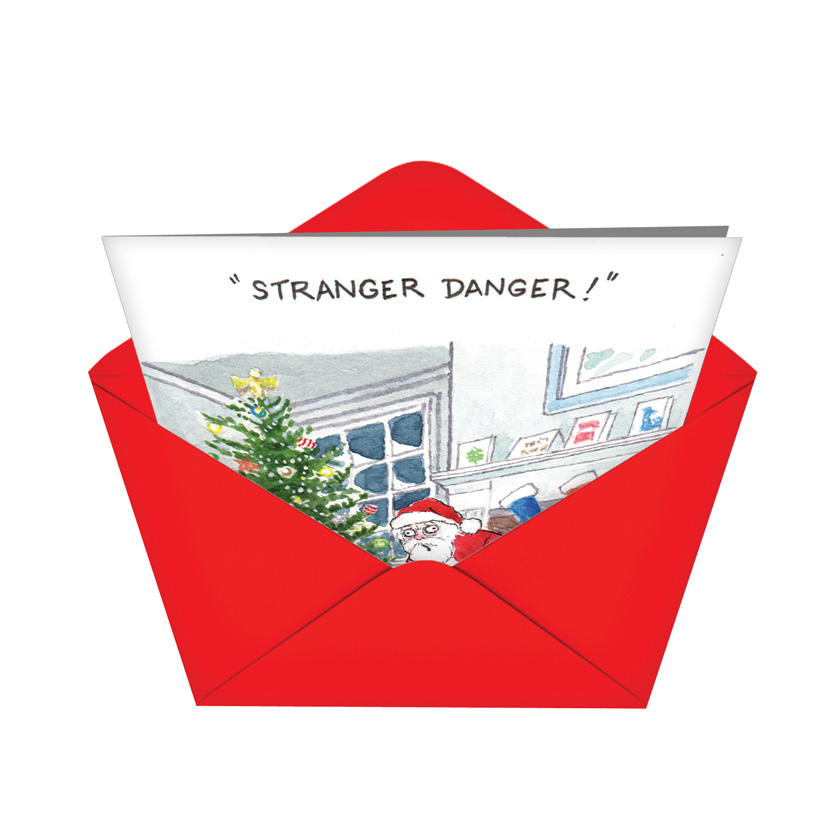 Stranger Danger Christmas Card By Nick Downes. Pack Of 12.