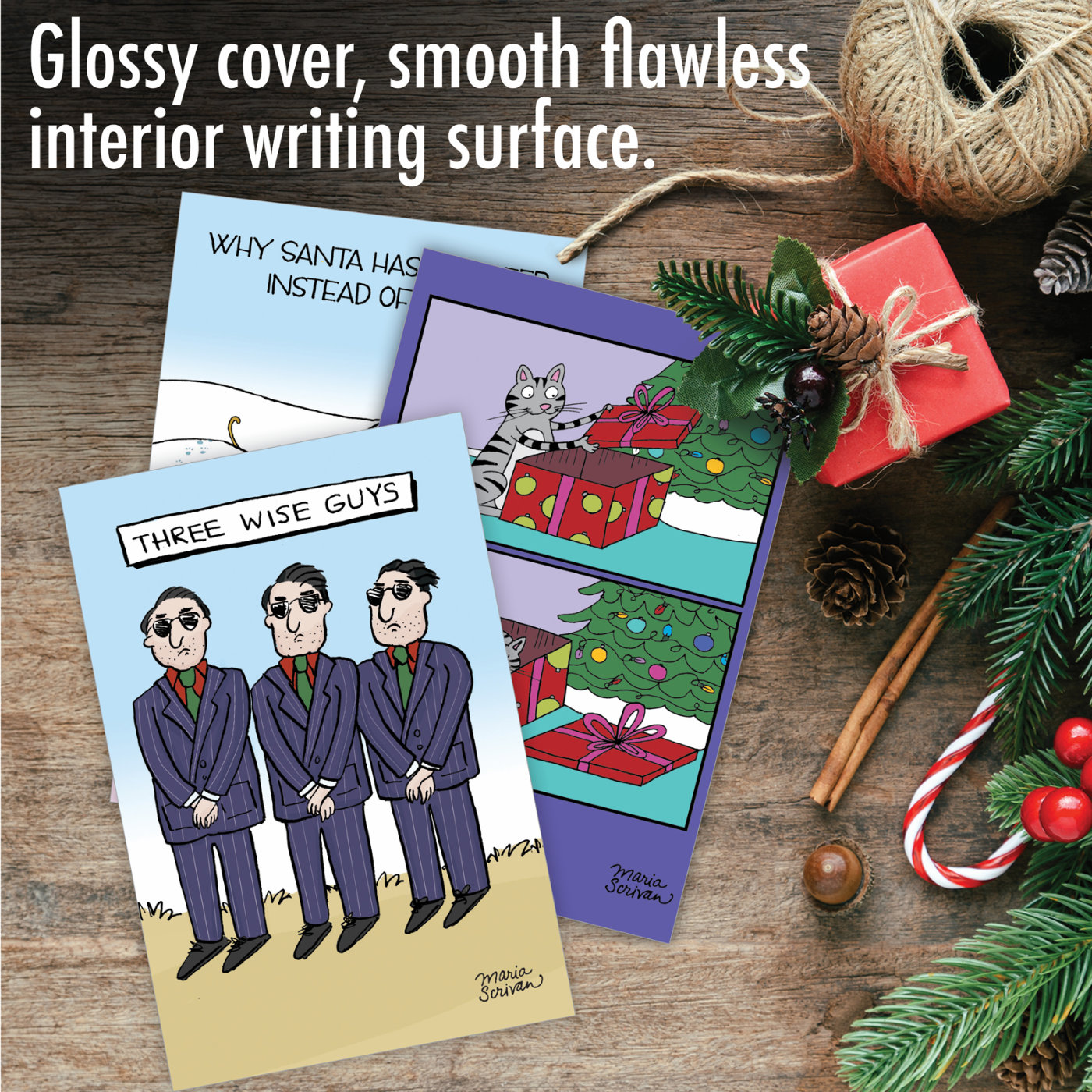 Three Wise Guys: Funny Christmas Mixed Set of 10 Cards