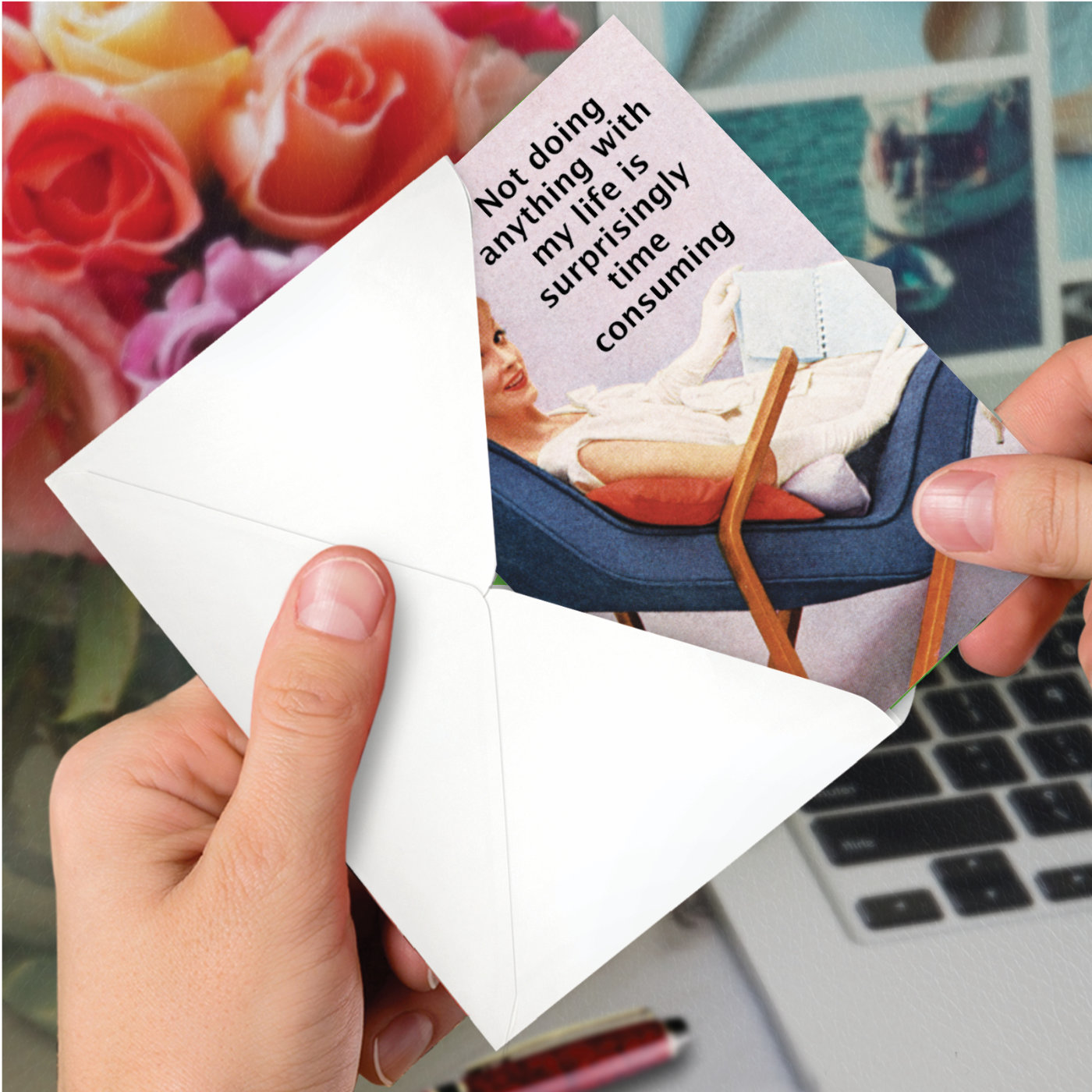 Time Consuming Life: Funny Blank Greeting Card