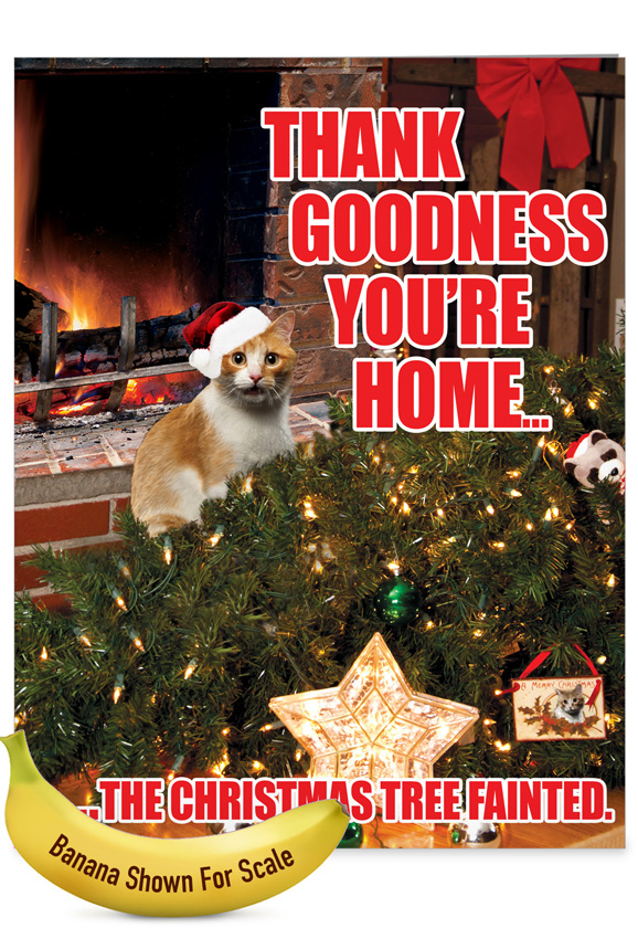 Tree Fainted-Cat Christmas: Christmas Extra Large Card