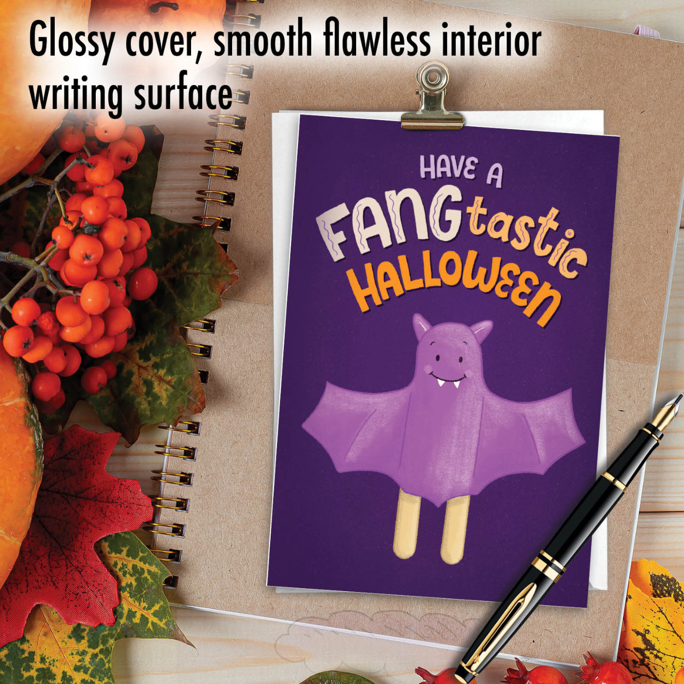 Trick or Treat Puns-Bat: Stylish Halloween Paper Greeting Card