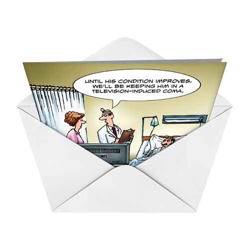 Tv-Induced Coma Cartoons Get Well Paper Card Tom Cheney
