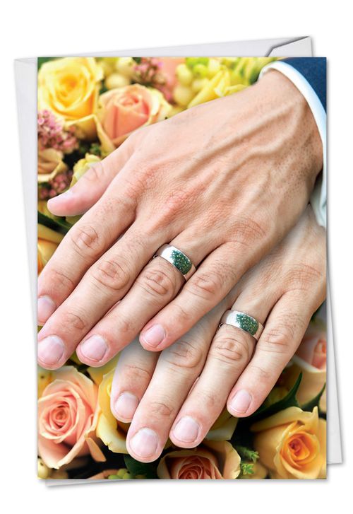 Wedding Hands Man Man Red Rocket Paper Card