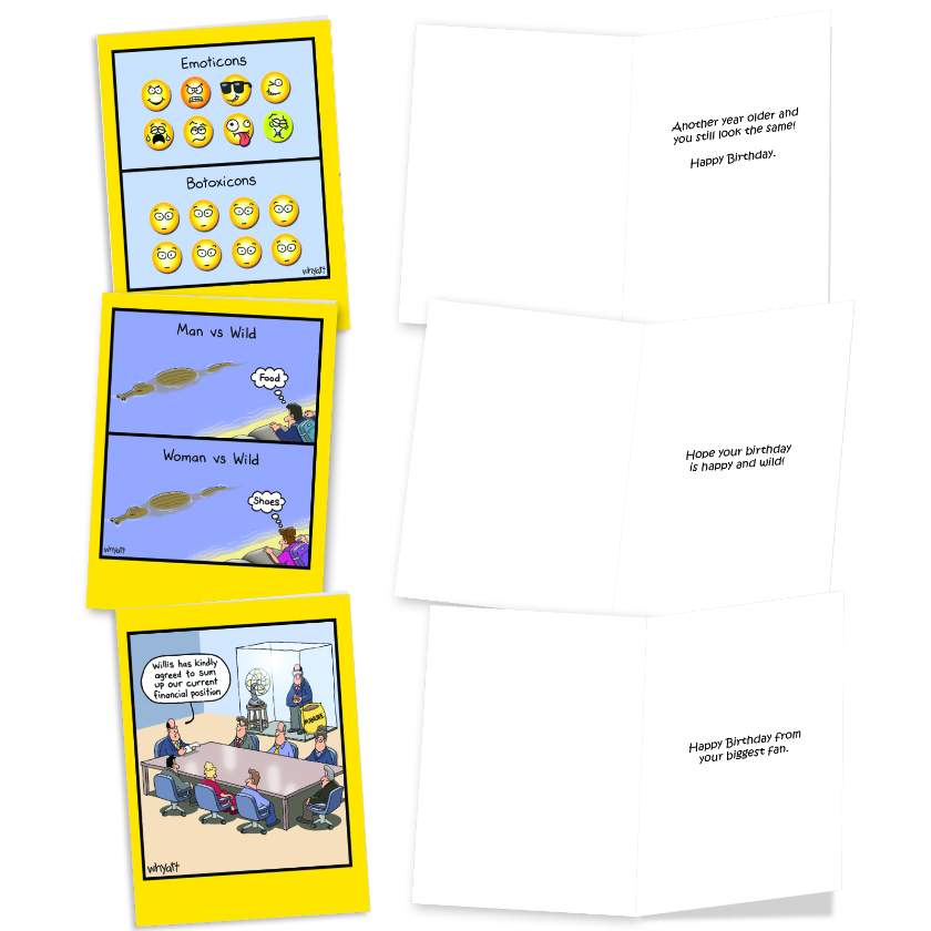 Whyatt's Wide World: Funny Birthday Mixed Set of 10 Cards