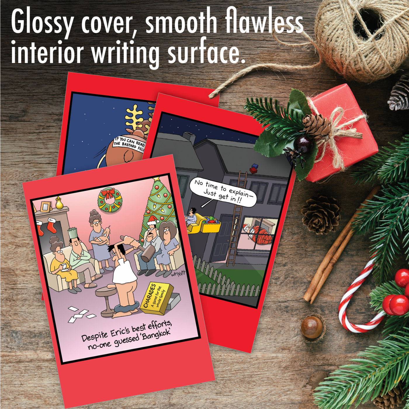 Whyatt's World Christmas: Humor Christmas Assortment of 10 Cards - Reindeer