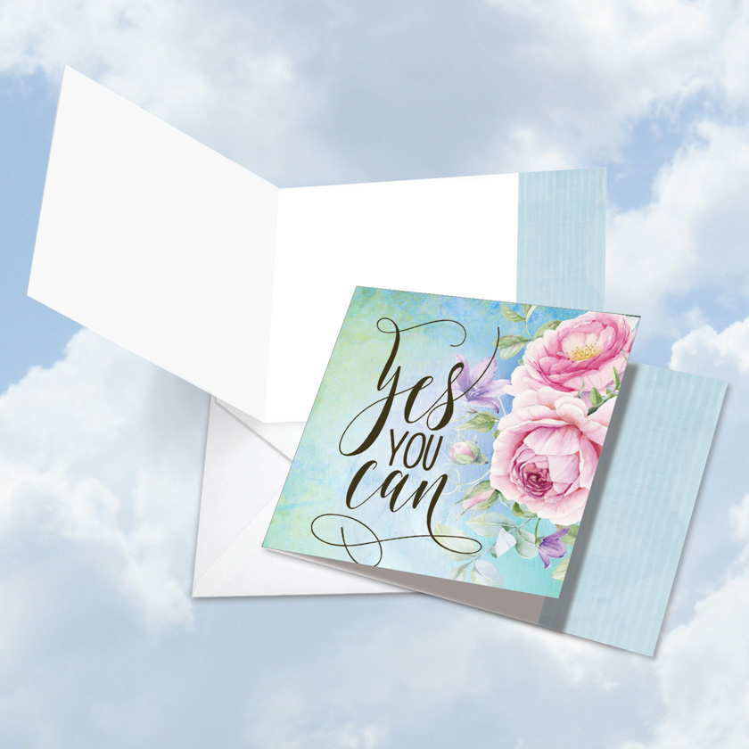 Words of Encouragement Yes You Can: Blank Square-Top Card